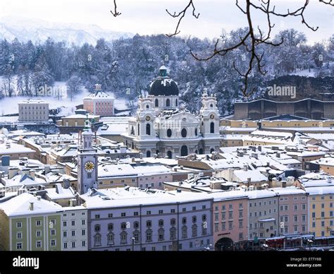 Austria Salzburg State Salzburg Old Town College Church In Winter