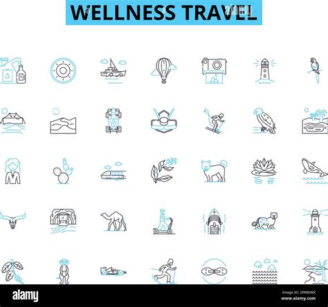 Wellness Travel Linear Icons Set Relaxation Rejuvenation Serenity