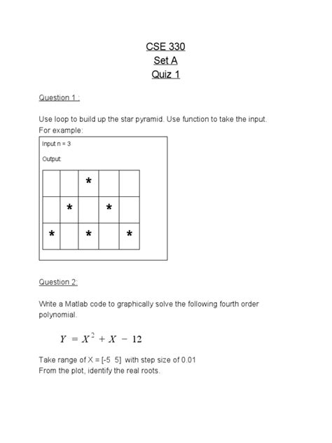 Cse 330 Set A Quiz 1 Input N 3 Output Pdf Science And Mathematics