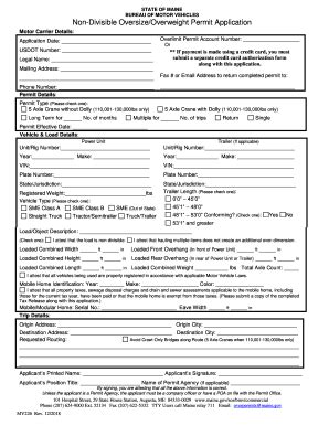 Fillable Online Non Divisible Oversize Overweight Permit Application Fax Email Print PdfFiller