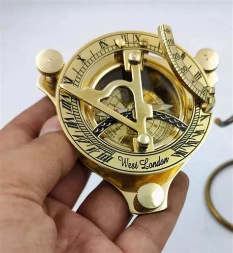 Brass Compass Golden Brass Sundial Compass Marine Boat T Pocket Sun
