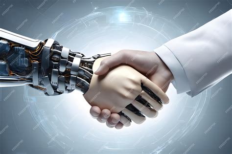 Premium Ai Image Human And Robot Handshake Background