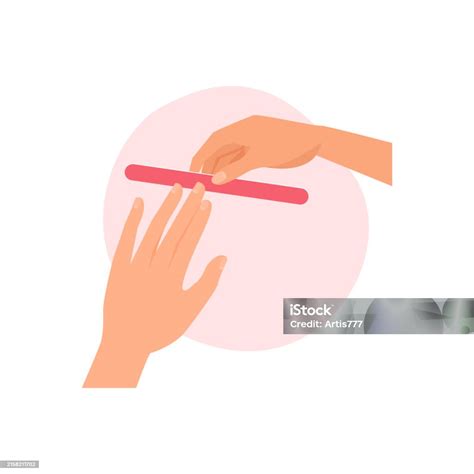 매니큐어 스파 트리트먼트 중 네일 파일로 손톱을 정리하는 손 생활필수품에 대한 스톡 벡터 아트 및 기타 이미지 생활필수품 손톱 줄 건강한 생활방식 Istock
