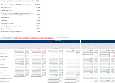 The Following Defined Pension Data Of Sunland Corp