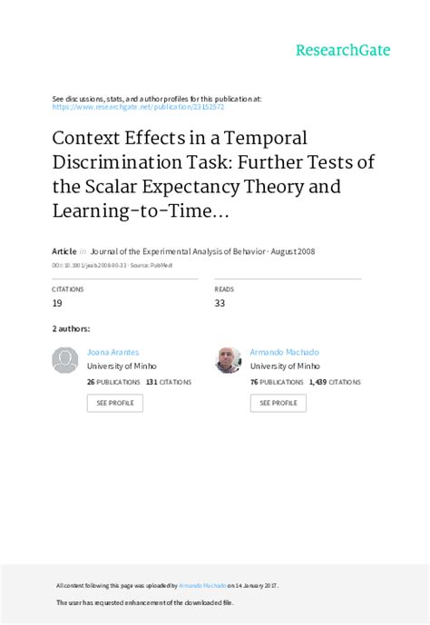 Pdf Context Effects In A Temporal Discrimination Task Further Tests Of The Scalar Expectancy