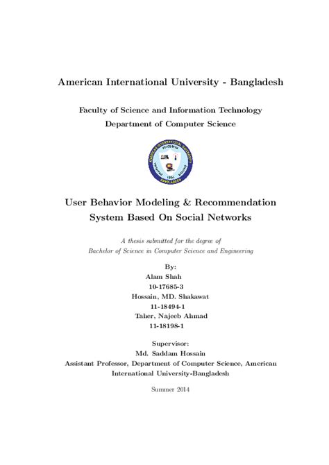 Pdf User Behavior Modeling And Recommendation System Based On Social