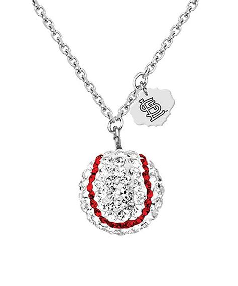 St Louis Cardinals Austrian Crystal Baseball Pendant Necklace