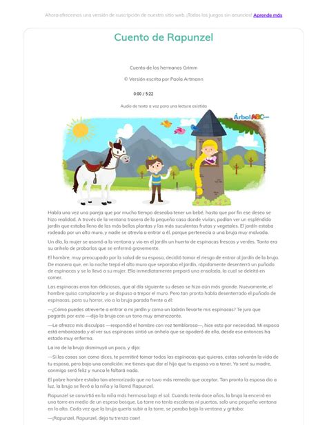 Rapunuzel Cuento De Rapunzel Árbol Abc Pdf