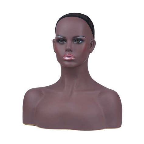 Black Mannequin Head Model For Wig And Jewelry Displays Rehair System