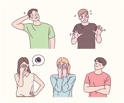 People With Embarrassing Expressions Hand Drawn Style Vector Design Illustrations 2286377