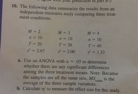 Solved The Following Data Summarize The Results From An