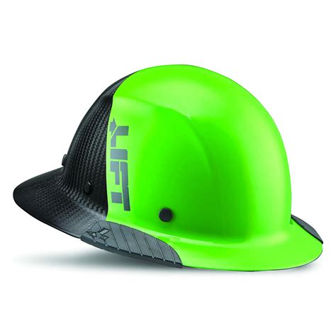 Lift Safety Dax Carbon Fiber Full Brim 50 50 Green Hard Hat Style