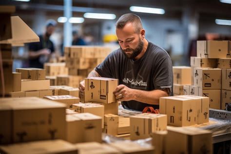 Worker Assembling Custom Sized Cardboard Box Generative Ai Premium Ai