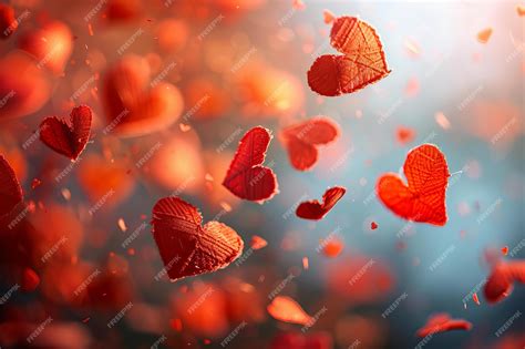 Red Hearts Fluttering In The Air High Quality High Resolution Premium Ai Generated Image