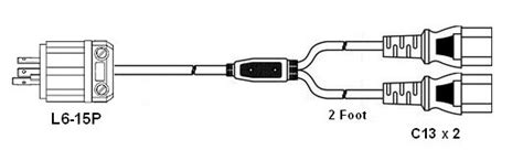 Splitter Power Cord L P To Two Way C Legs Foot A V Rackmount PDU