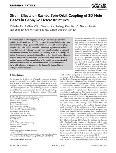 Strain Effects On Rashba Spin‐orbit Coupling Of 2d Hole Gases In Gesnge Heterostructures