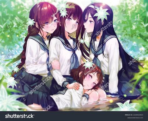 Group Beautiful Anime Girls Stock Vector Royalty Free 2226422923