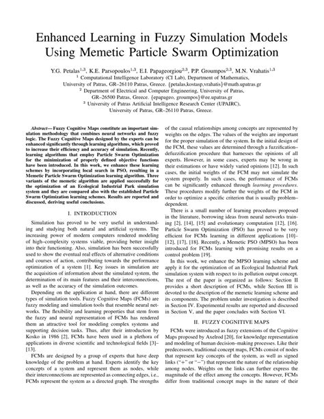Pdf Enhanced Learning In Fuzzy Simulation Models Using Memetic
