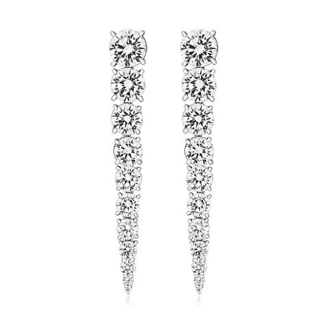Silver And Rhodium Plated Cubic Zirconia Graduated Talon Drop Earrings