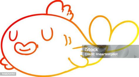 Dessin Au Trait Dégradé Chaud Dun Poisson De Dessin Animé Heureux