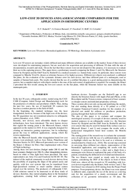 Pdf Low Cost 3d Devices And Laser Scanners Comparison For The