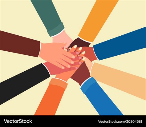 Group People Joining Hands Together Team Vector Image