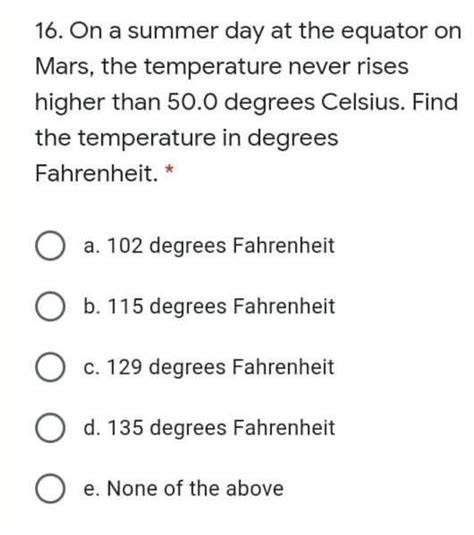 Mars Surface Temperature In Fahrenheit