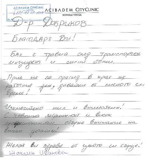 Д р Добриков благодаря Ви Изключително мил и внимателен С човешка загриженост и висок
