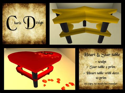 Second Life Marketplace Heart And Star Table