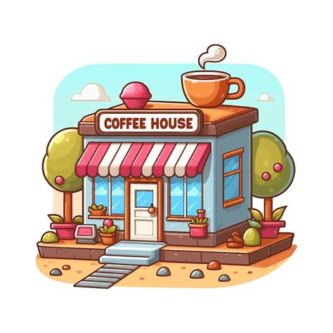 Premium Vector Cartoon Coffee Shop Vector Illustration