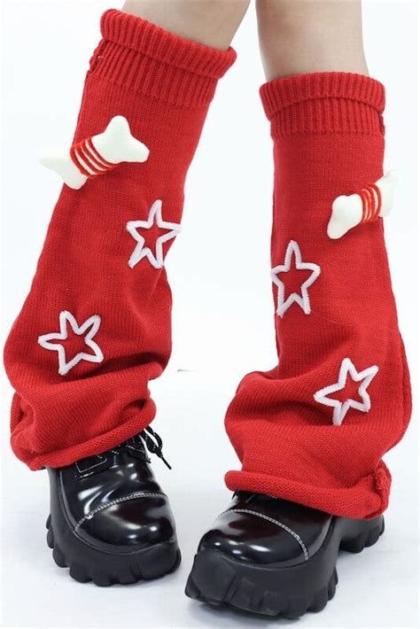 Y2k Stars Bone Leg Warmers Leg Warmers Outfit Accessories Warmers