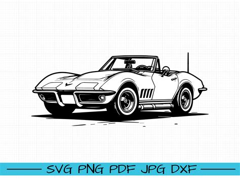 Corvette Convertible C2 Svg Cartoon Vector Art Silhouette Etsy