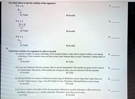 Solved Use Truth Tables Test The Validity Of The Argument D P A