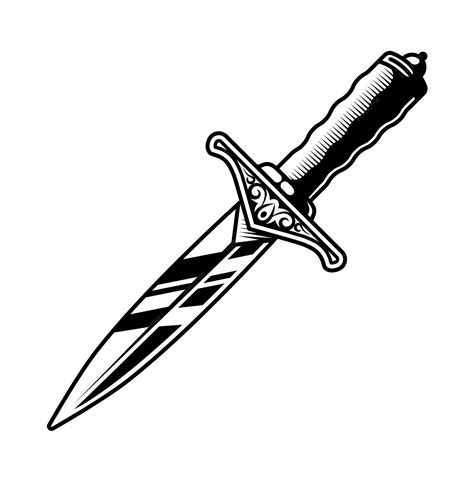 Premium Vector Black And White Image Of A Small Dagger Black Outline