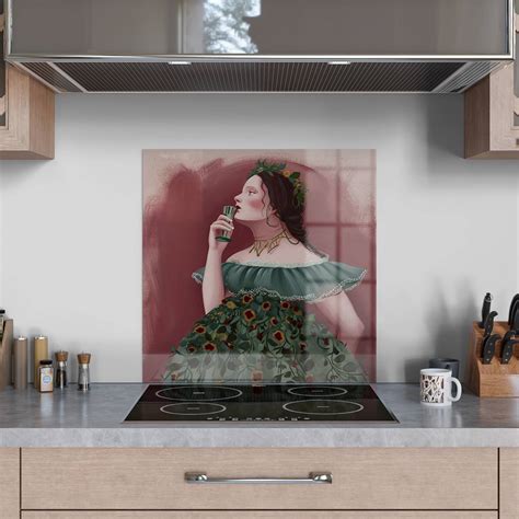 Elegance In Green Glass Splashback Free Shipping Available