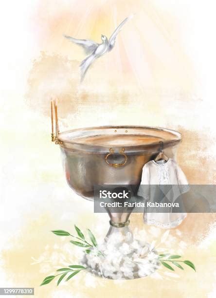 어린이 의 세례와 흰색 침례 셔츠에 대한 교회에서 금속 글꼴을 그림 세례식에 대한 스톡 벡터 아트 및 기타 이미지 세례식 배경 주제 초대장 Istock