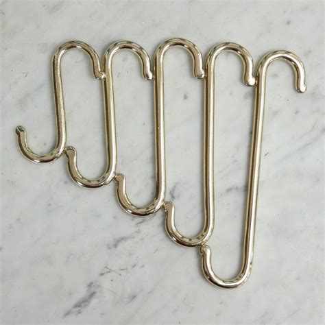 Set Of 5 Brass S Hooks