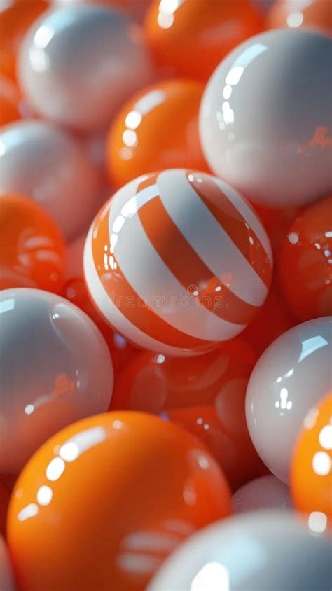Striking Close Up Of Striped Orange And White Glossy Balls Stock Illustration Illustration Of