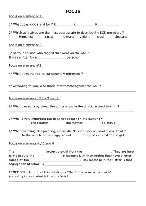 Focus Worksheet Worksheets Library