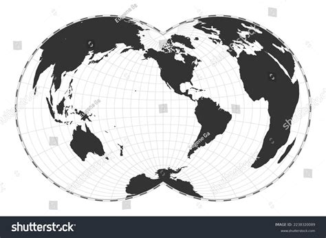 Vector World Map Nicolosi Globular Projection Stock Vector Royalty