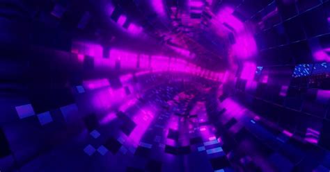 3d Render Loop Animation Of Tunnel With Glowing Neon Pattern