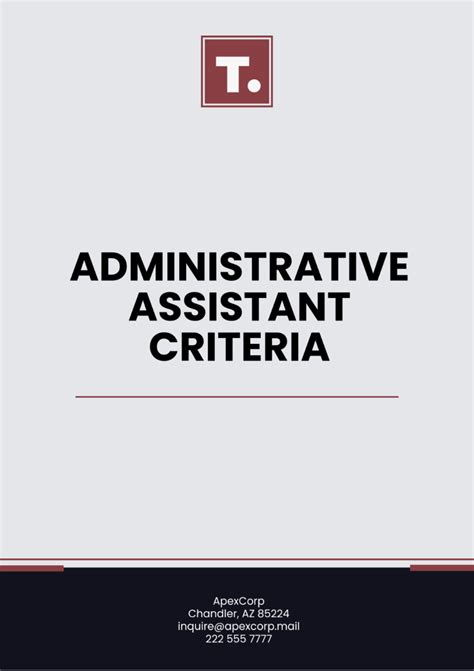 Free Administrative Assistant Criteria Template To Edit Online