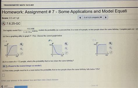Solved Trigonometry Math 1613 001 Homework Assignment 7