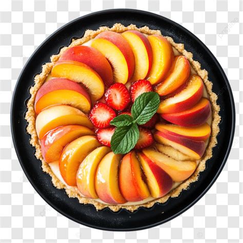 딸기와 민트 장식을 곁들인 신선한 복숭아 타르트 복숭아 타르트 과일 디저트 신선한 과일 타르트 Png 일러스트 및 이미지 에 대한 무료 다운로드 Pngtree