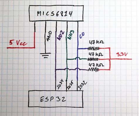 MICS6814 ESP32 Wiring Diagram Reading Data Sensor Arduino