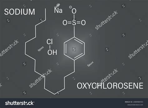Sodium Oxychlorosene Antiseptic Molecule Skeletal Formula Stock Vector