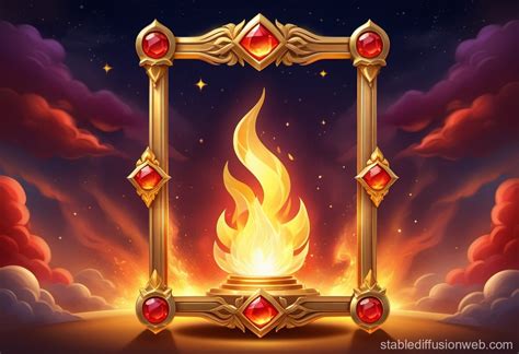 Golden Frame Fire Asset With Airbrush Style Stable Diffusion Online