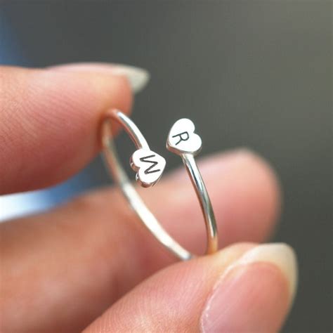 Initial Heart Ring Etsy