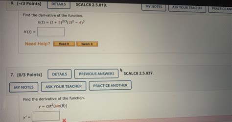 Solved 6 [ 13 Points Details Scalc8 2 5 019 My Notes Ask