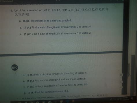 solved 1 let r be a relation on set 1 2 3 4 5 with r